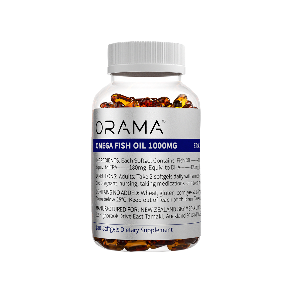 ORAMA Omega Fish Oil 1000mg 180 Softgels – Chemist Plus