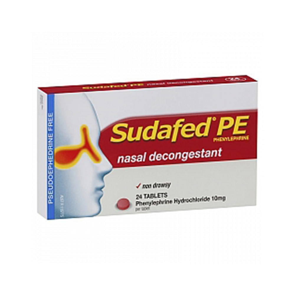 Sudafed PE Nasal Decongestant Tablets 24 tablets – Chemist Plus